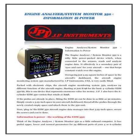 Engine Analyzer/System Monitor 350 - Information Is Power | DOCX | Auto ...