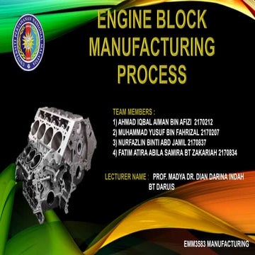 Manufacturing Processes of Engine Blocks | PPTX