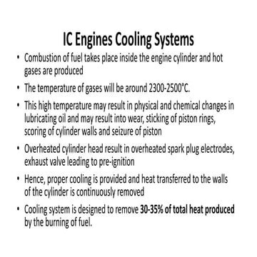 Cooling System - IC Engines : Unit-III | PPTX