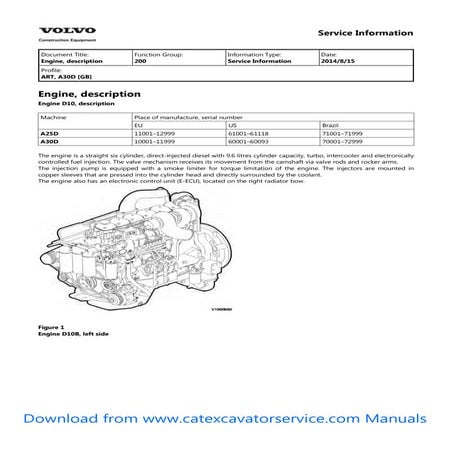 Engine D9, sensors Volvo A30D A25D Articulated Dump Truck Repair Manual.pdf