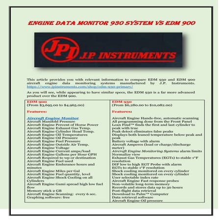 Engine data monitor 930 system vs edm 900 | PDF