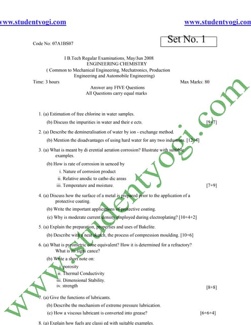 material technology previous question paper | PDF