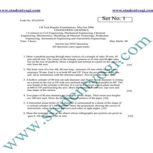 Engineering Graphics Jntu Model Paper{Www.Studentyogi.Com} | PDF