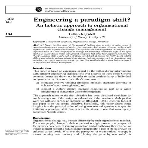 An holistic approach to Organisational Change Management | PDF