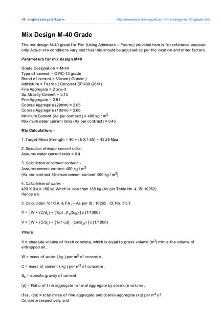 mix design m30 | PDF