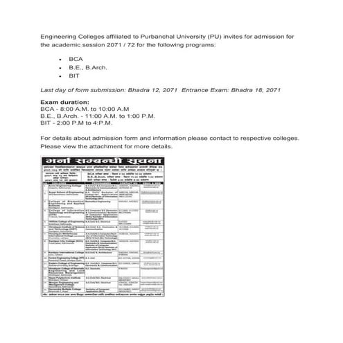 Engineering colleges affiliated to purbanchal university announces ...