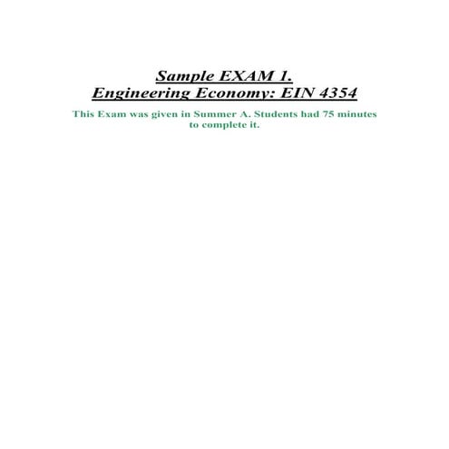 Engineering economy sample exam_1_question | PDF