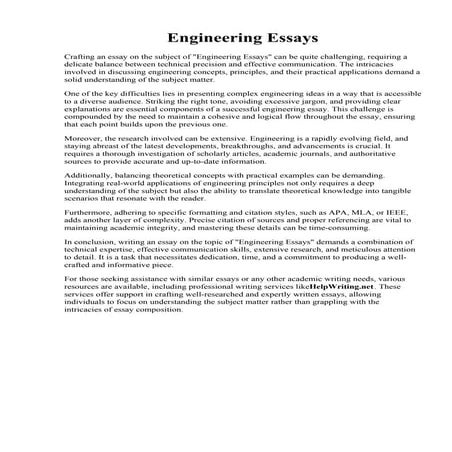 Engineering Essays. Essays On Engineering | PDF