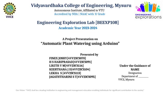 AUTOMATIC PLANT WATERING SYSTEM USING ARDUINO BASED PPT | PPTX