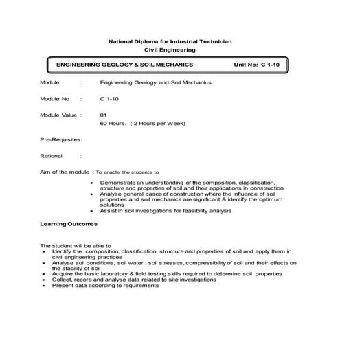 NCIT civil Syllabus 2013-2014 | DOCX | Geology | Science