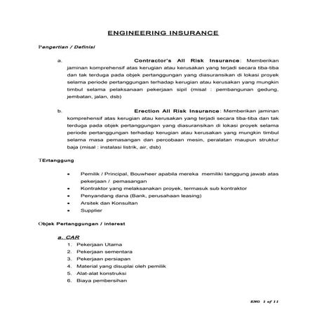 Engineering insurance.. | PDF