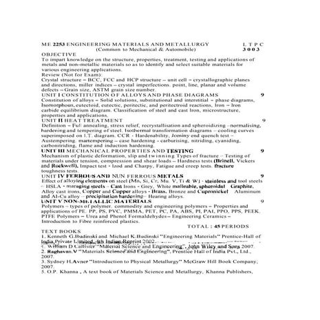 Engineering materials and metallurgy | PDF