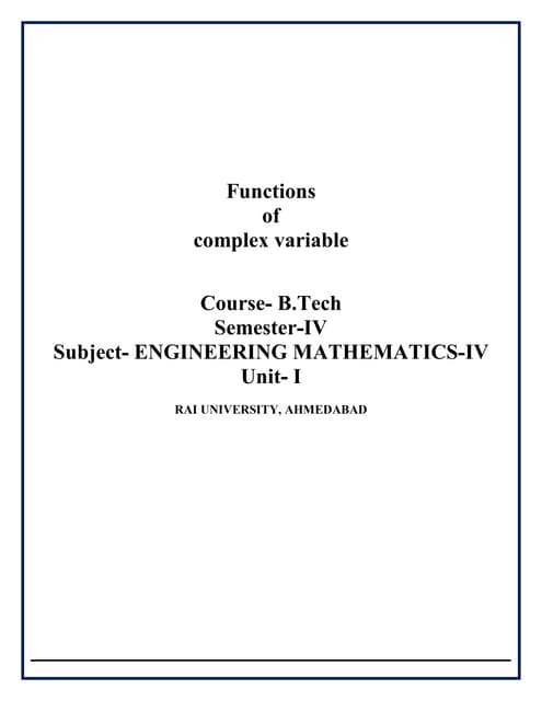 Engineering Mathematics-IV_B.Tech_Semester-IV_Unit-II | PDF
