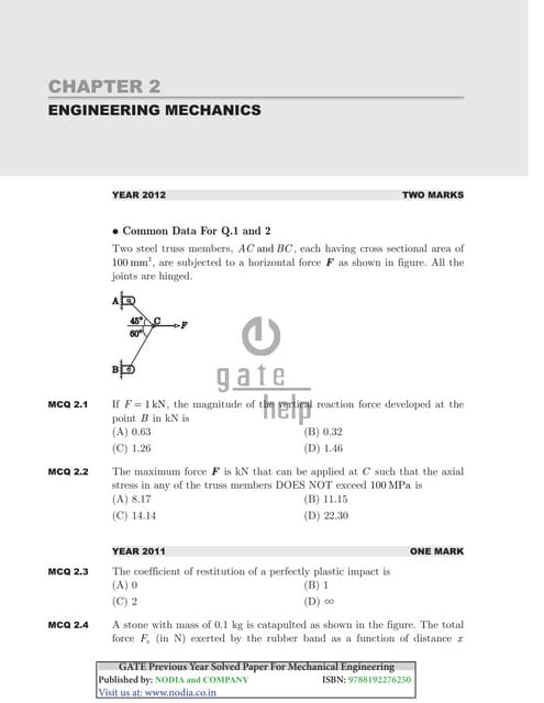 Model question paper Engg Mechanics | PDF
