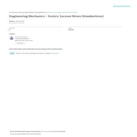 Engineering mechanics staticslecturenotes | PDF