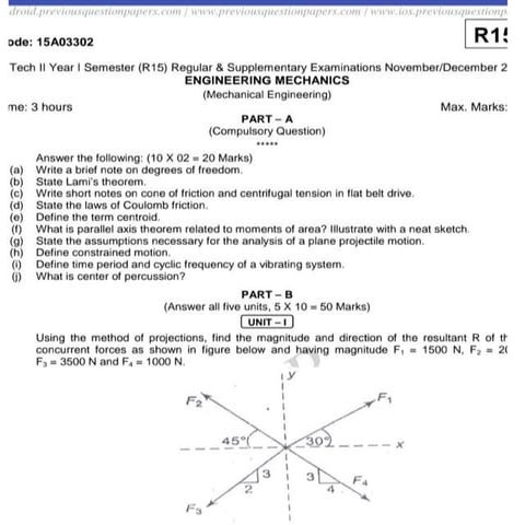 #Engineering Mechanics Previous Question papers two marks questions and ...