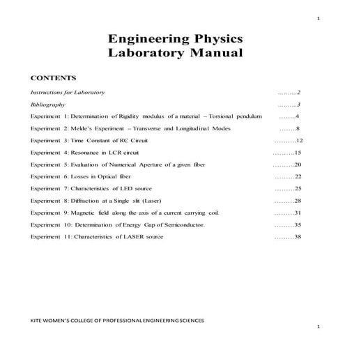 Engineering physics lab manual | PDF