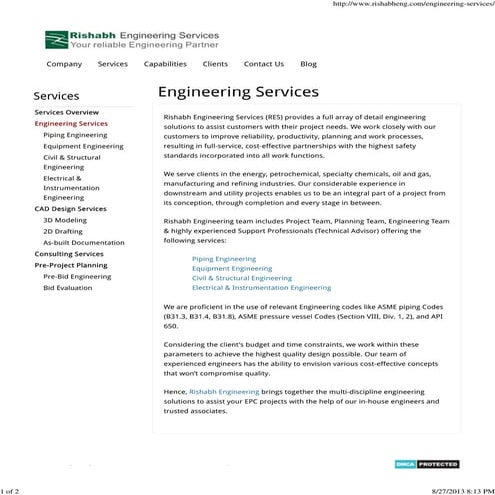 Engineering services detail engineering, design and consulting | PDF