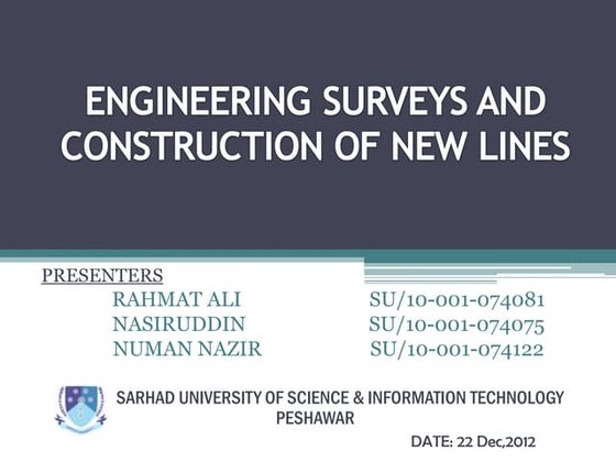 Surveys & alignment of Railway Engineering | PPTX