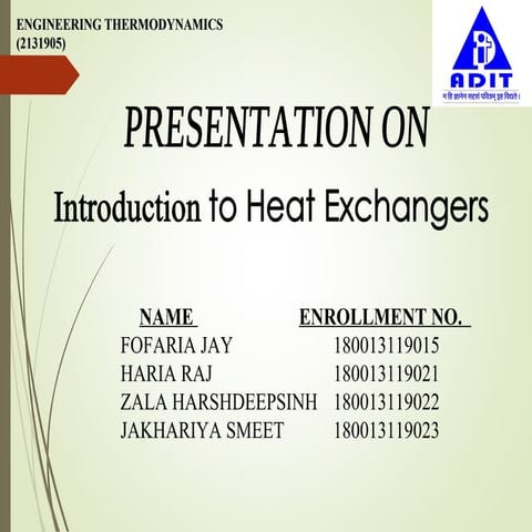 Introduction To Heat Exchanger | PPT | Chemistry | Science