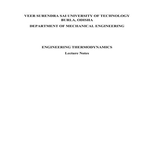 Engineering Thermodynamics Lecture Notes Pdf