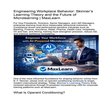 Engineering Workplace Behavior with Skinner’s Learning Theory and AI ...