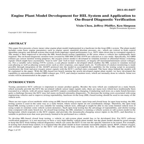 Engine plant model_development for hil system and application to on ...