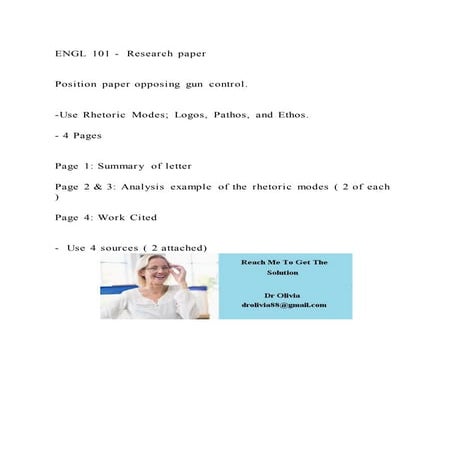 ENGL 101 - Research paper Position paper opposing gun control | DOCX