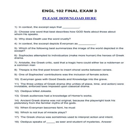 Engl 102 final exam 3 | DOCX