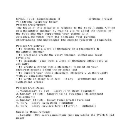 Engl 1302 composition ii writing project #1 strong response e | DOCX
