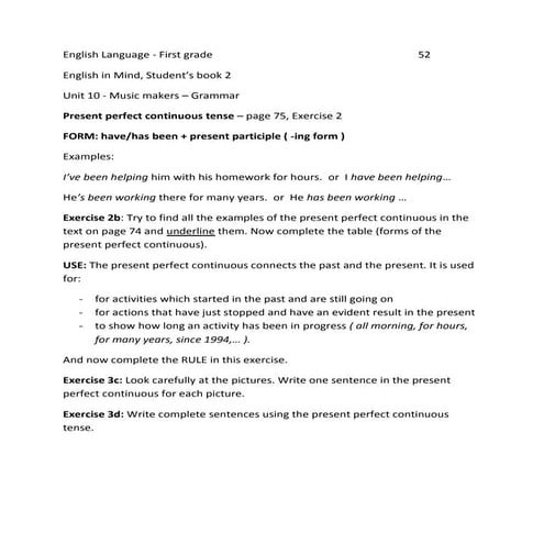 Present perfect continuous tense | PDF