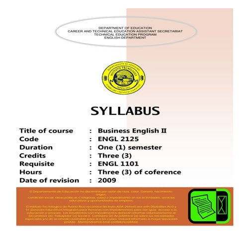 Course Outline Technical English 2 31534 | DOC