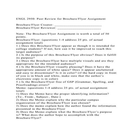 ENGL 2950 Peer Review for BrochureFlyer Assignment Brochure.docx