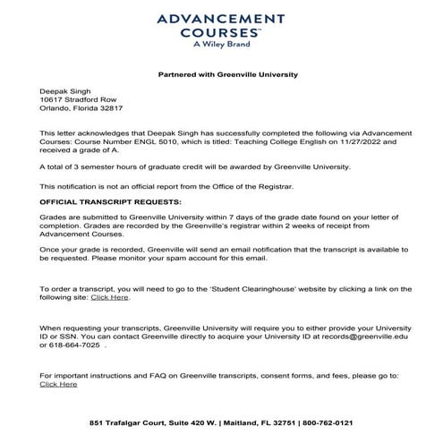 ENGL 5010 Teaching College English Course Letter Of Completion Deepak ...