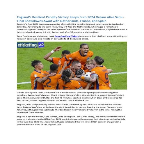 England's Resilient Penalty Victory Keeps Euro 2024 Dream Alive Semi-Final Showdowns Await with ...