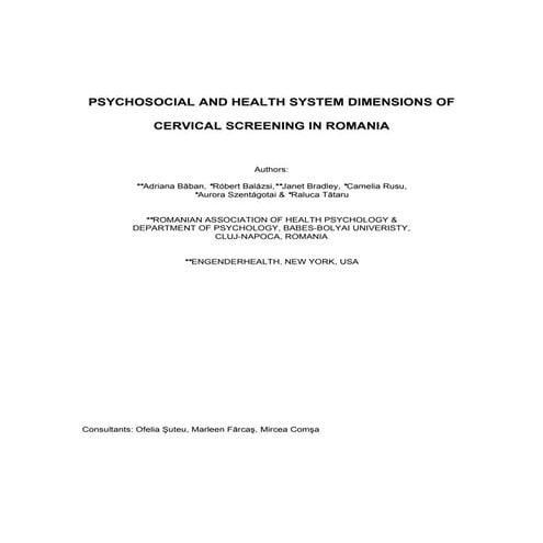 Report on Cervical Screening | PDF