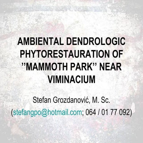 Ambiental Dendrologic Phytorestauration Of ’’Mammoth Park’’ Near ...