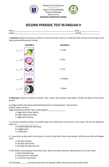 K to 12 Edukasyon sa Pagpapakatao Grade 2 (3rd Periodical Exam) | PDF