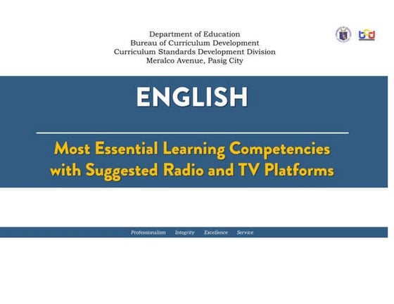Elementary English MELCs with Grade Level Standards (For Sharing) | PPTX
