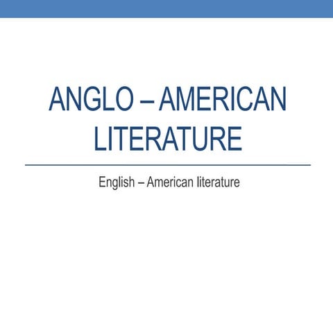 Introduction to Anglo-American Literature Grade 9 students | PPTX