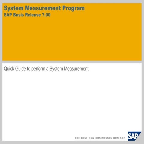 System Measurement Program SAP Basis Release 7.00