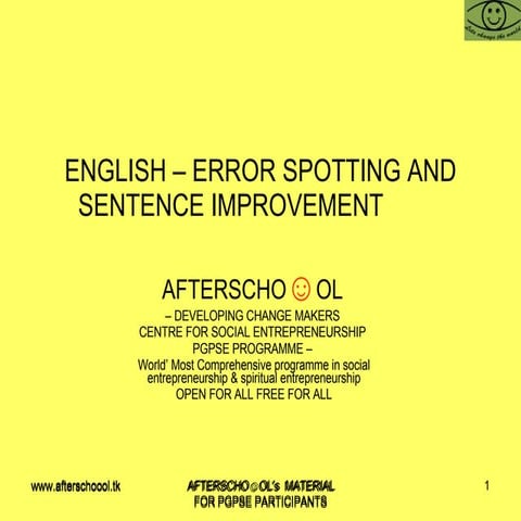 English – Error Spotting And Sentence Improvement | PPS