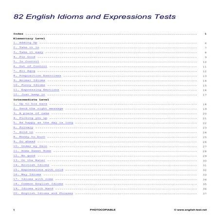 English Idioms Tests | PDF