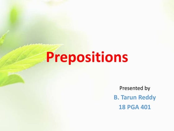 Prepositions | PPTX