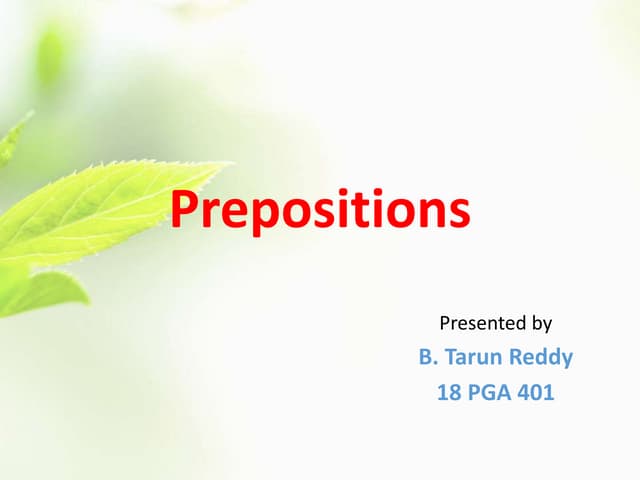 Prepositions | PPTX