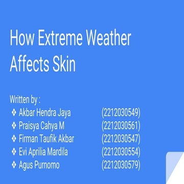 How Extreme Weather Affect Skin | PPT