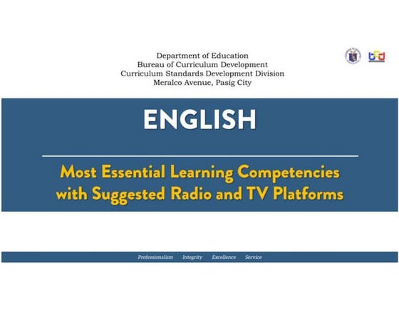 K-12 Most Essential Learning Competencies (MELC) - Mother Tongue and ...