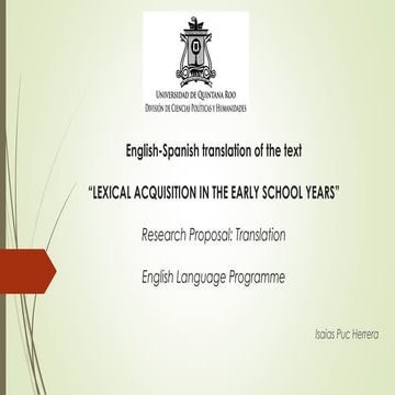 English-Spanish translation of the tex "Lexical Acquisition in the ...