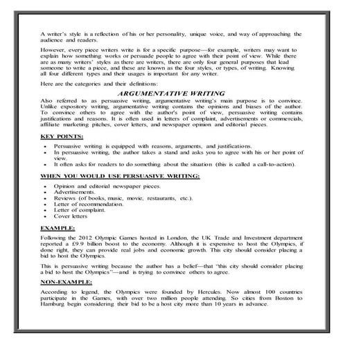 Argumentative Writing Style | PDF