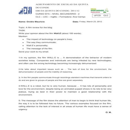 English. wall.e film review[1] | DOC